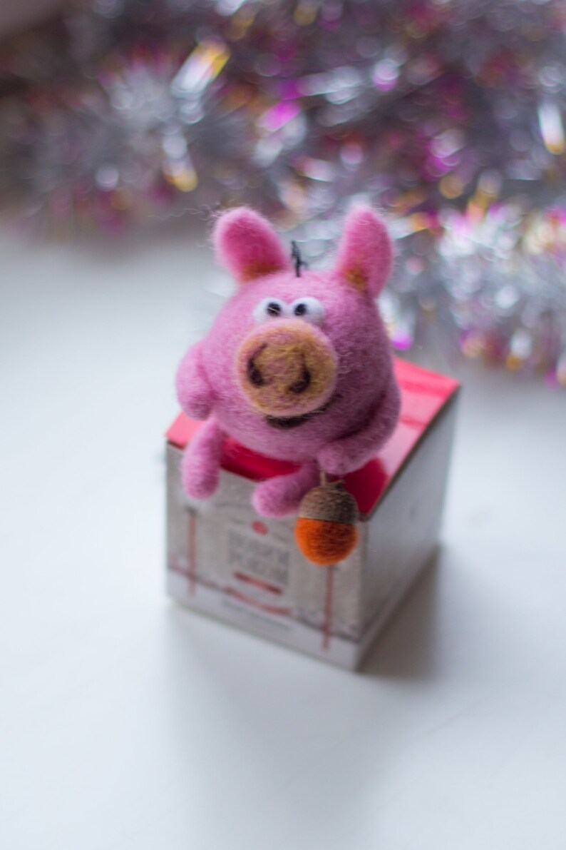 Wool Pig Christmas Ornament: Felted Pink Piglet Toy - Etsy