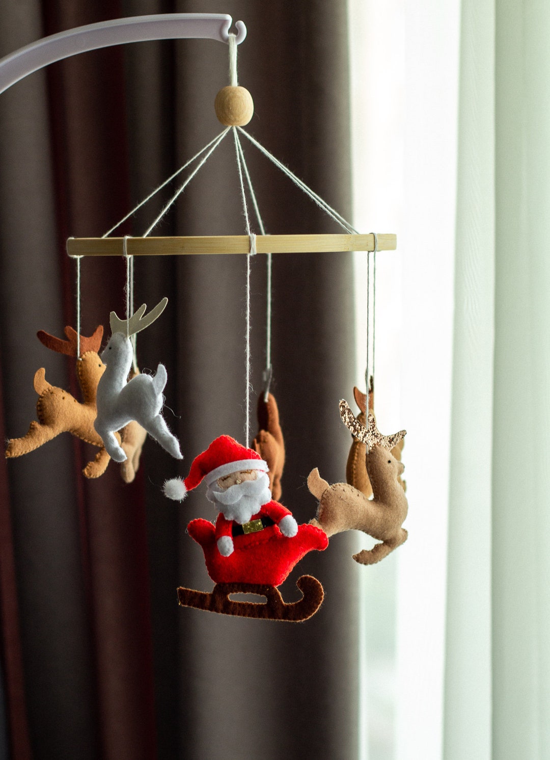 Santa Baby Mobile, Santa and Reindeer Mobile for Kids' Room, Christmas ...