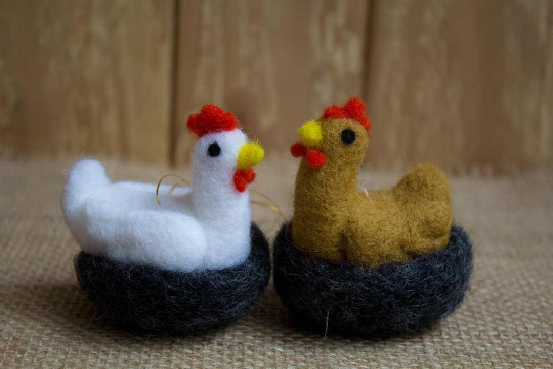 Christmas Ornaments, Needle Felted Chicken, Wool Chicken, Easter ...