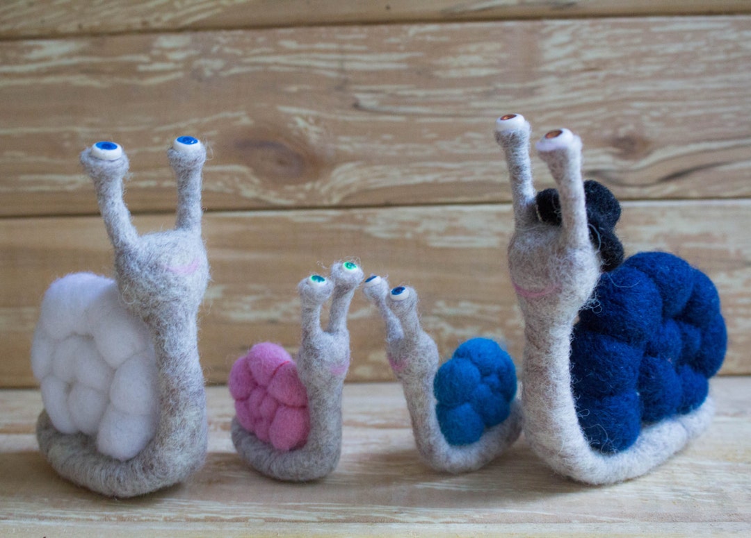 Snails Family Needle Felted Animal, Snail Decoration, Snail Sculpture ...