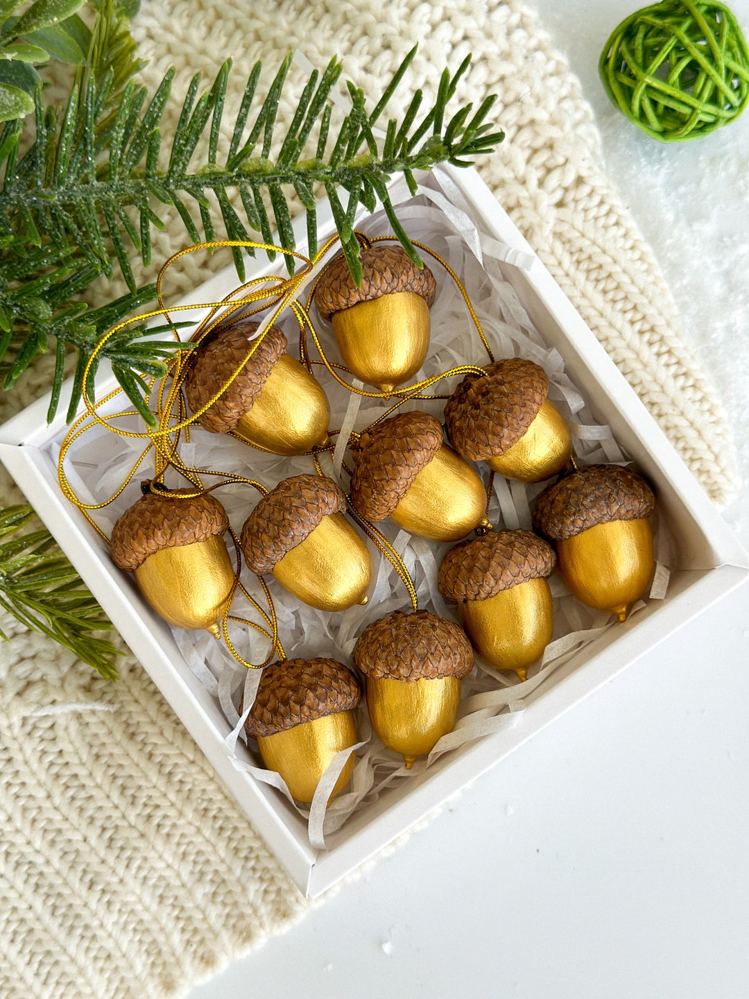 Gold Acorn Ornaments Set of 10/20/30 Hand Painted Acorns Gold Acorns ...