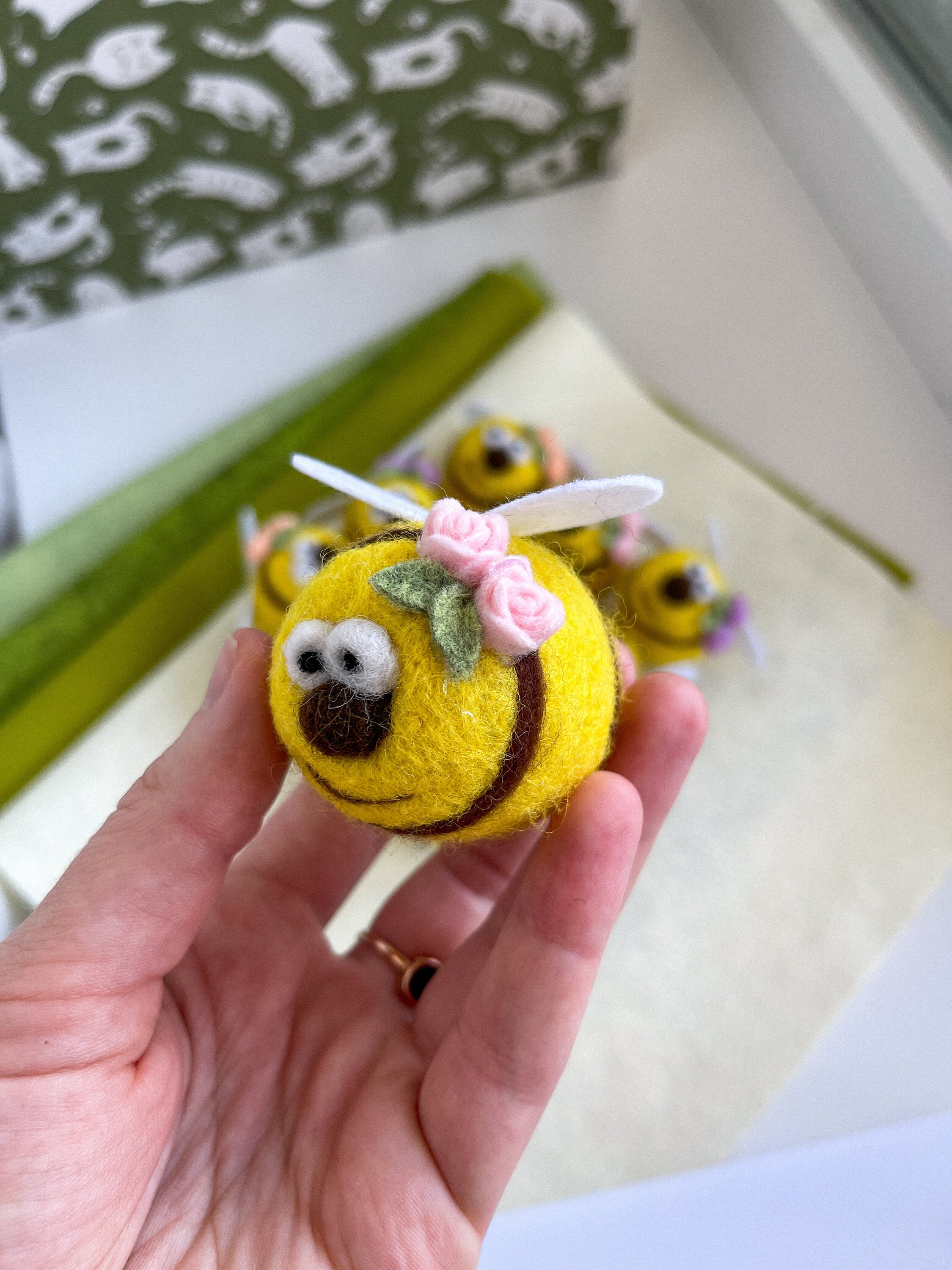 Wool Bee Ornaments Bumble Bee Felt Ornament Wool Felted Bees Spring ...