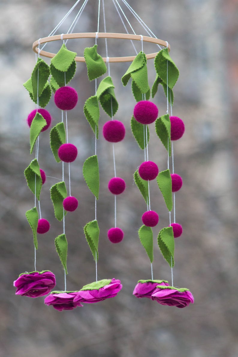 Flower Baby Mobile Felt Flower Mobile Flower Chandelier - Etsy