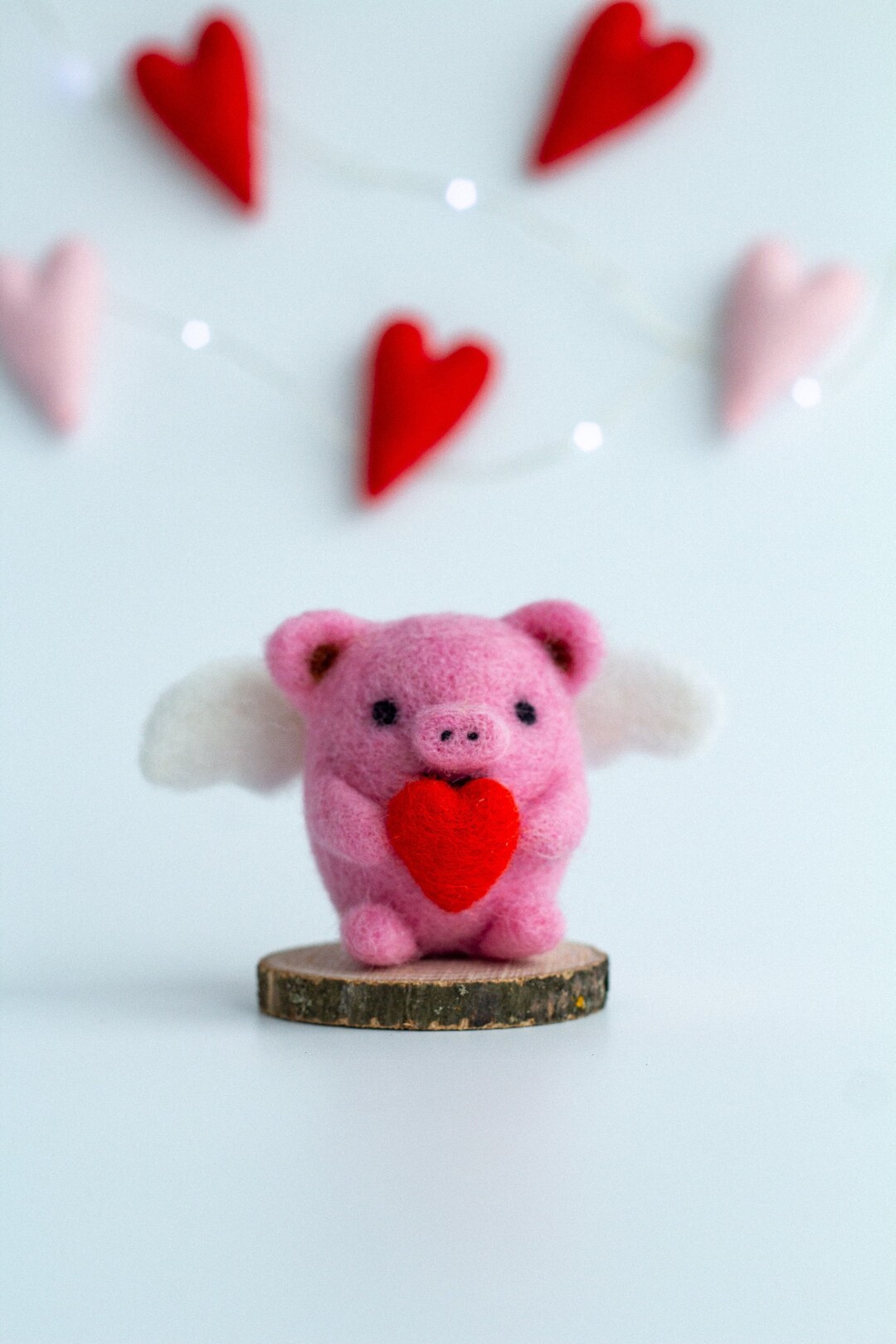 Valentines Day Gift Wool Pig With Heart Felted Pig Decor Cute Gift for ...