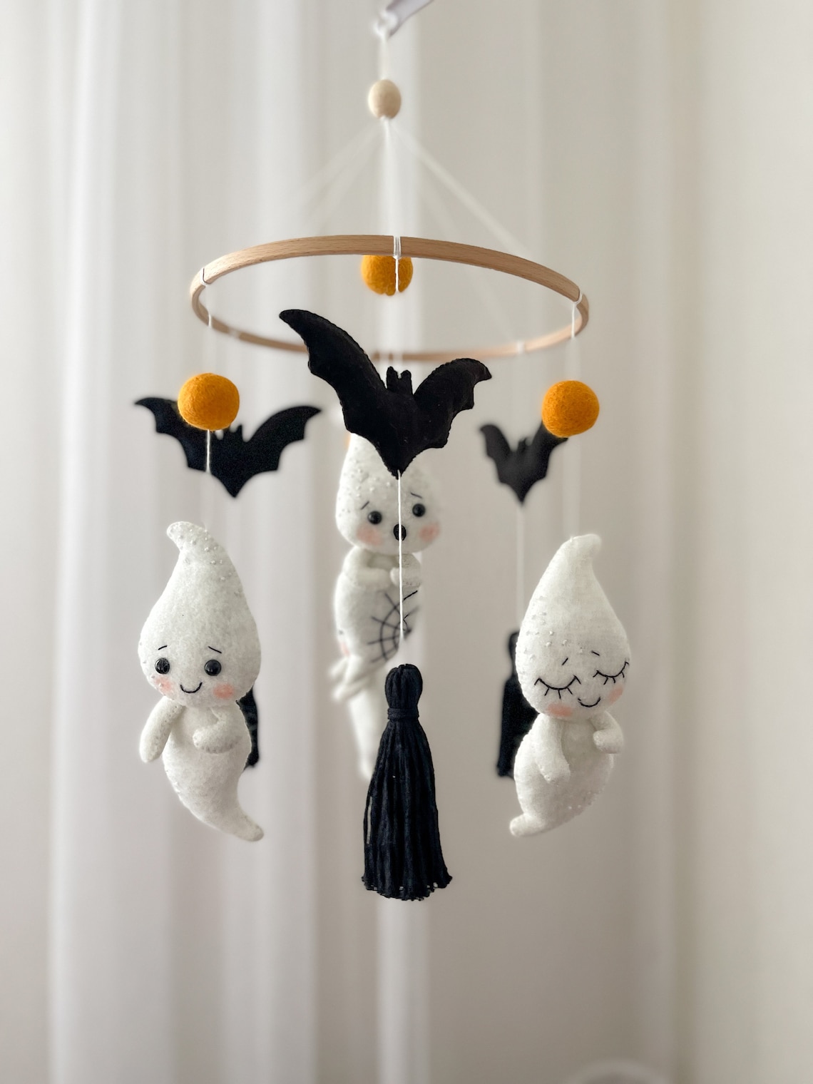 Halloween Baby Mobile – Felt Ghosts & Bats Nursery Decor, Handmade ...