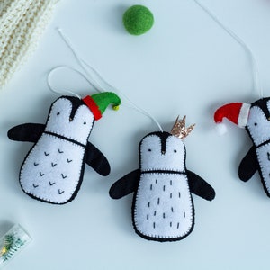 Christmas Ornament, Christmas Tree Decorations, Felt Penguin Ornament ...