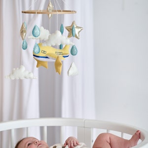 Airplane Crib Mobile Clouds Stars Baby Mobile Baby Shower Gift Airplane ...