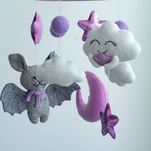 Bat Baby Mobile, Bat Nursery Mobile, Baby Crib Mobile, Moon and Stars ...