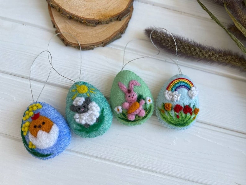 Felt Easter Decorations, Wool Felt Easter Egg, Easter Ornaments, Easter ...