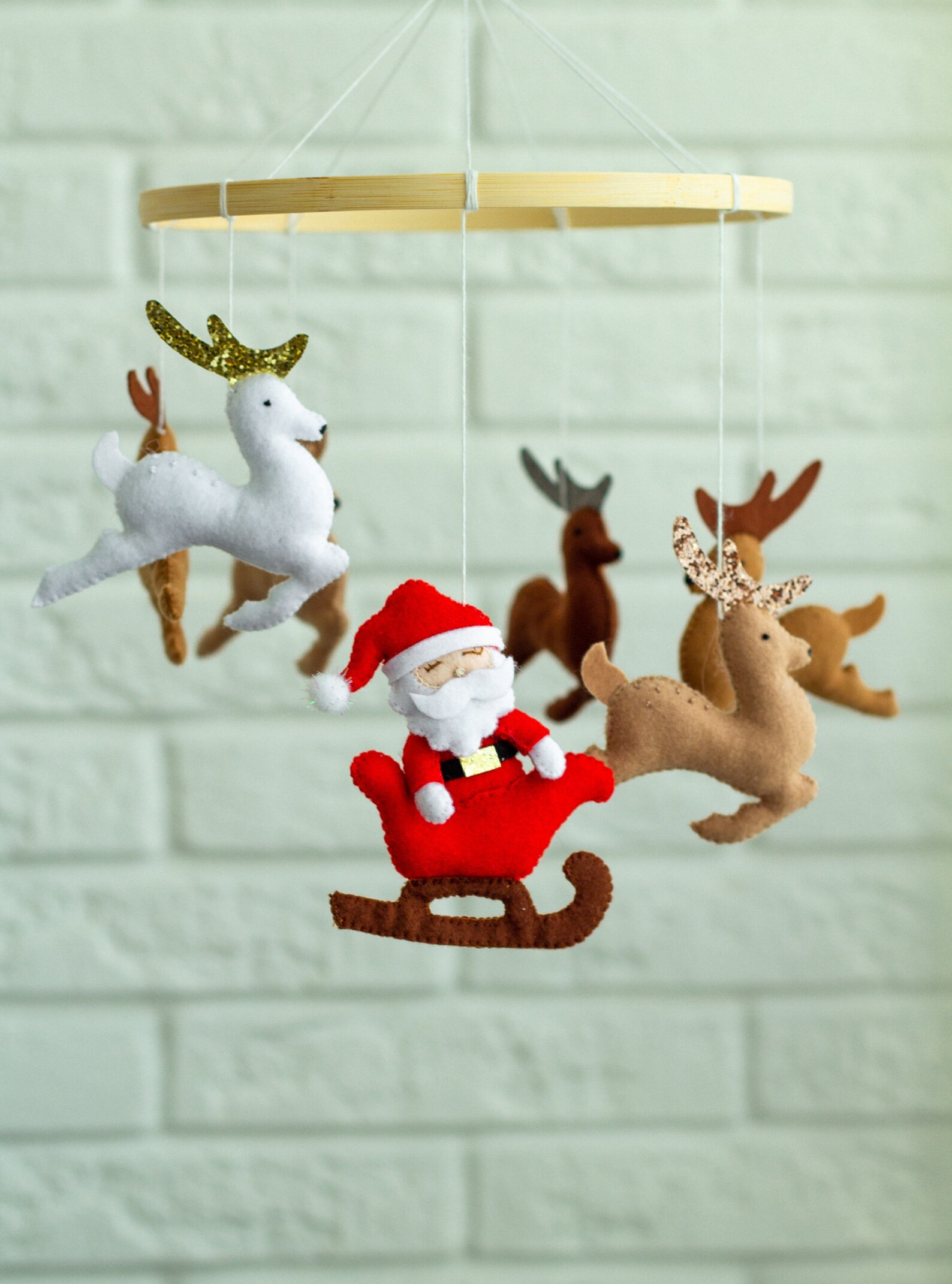 Santa and Reindeer Baby Mobile: Christmas Nursery Decor - Etsy
