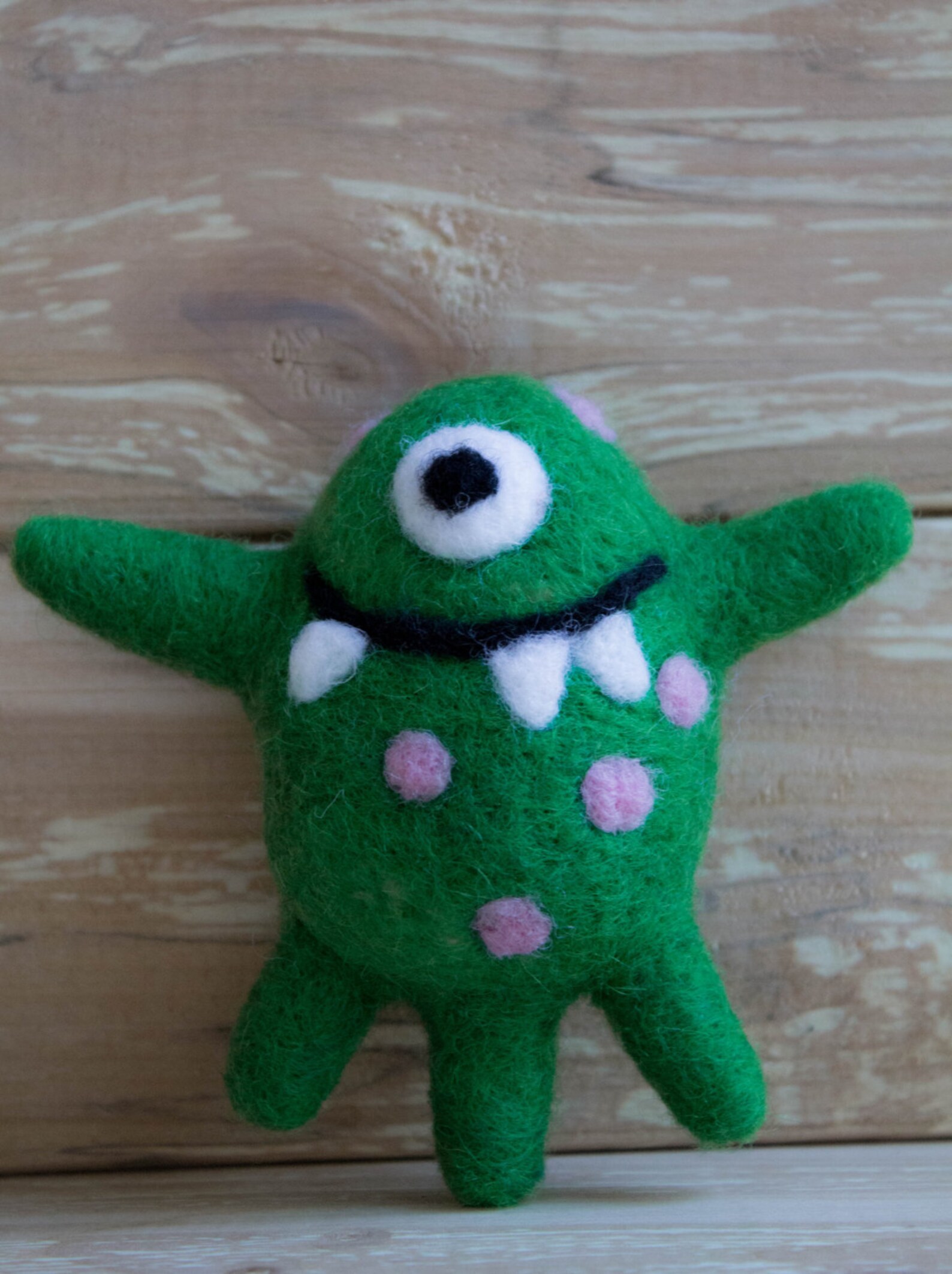 Felted Monster, Friendly Felted Monster Figure, Needle Felted Small Toy ...