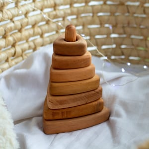 Wooden Ring Stacker Wooden Ring Pyramid Tower, First Toys for Baby ...
