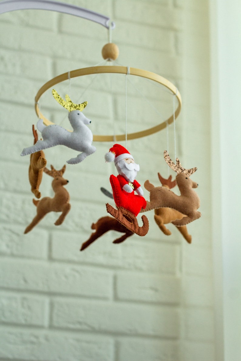 Santa and Reindeer Baby Mobile: Christmas Nursery Decor - Etsy