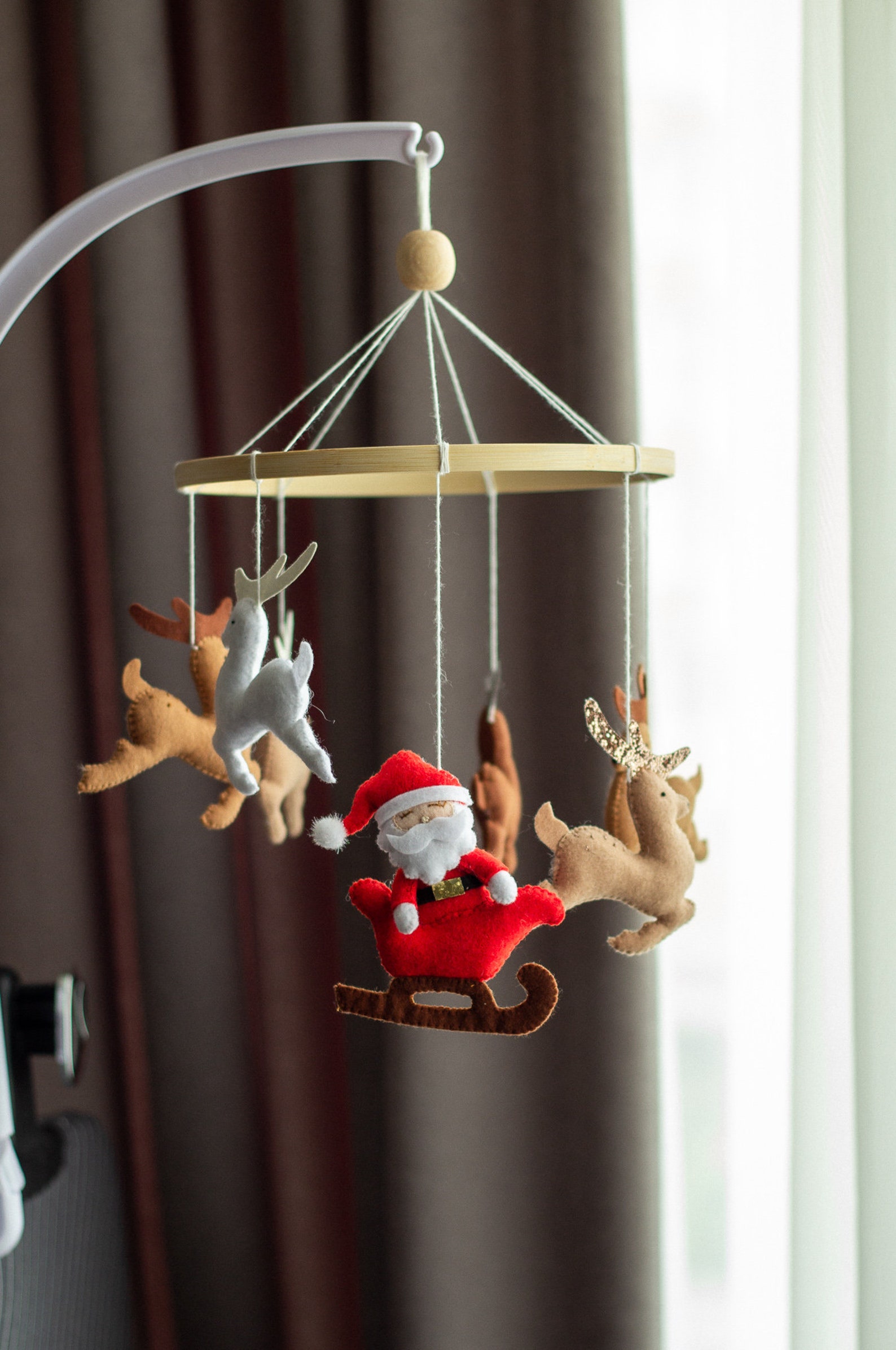 Santa and Reindeer Baby Mobile: Christmas Nursery Decor - Etsy