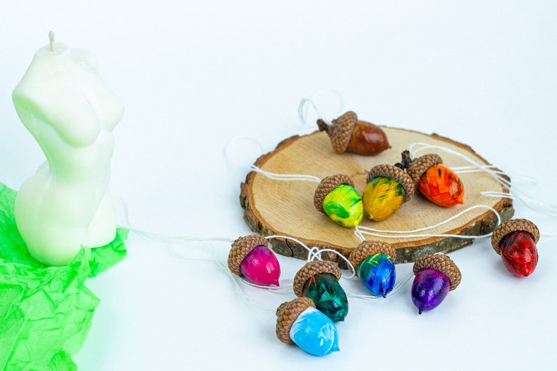 Hand Painted Multi-colored Acorns Set of 10/20/30 Natural Acorns Fall ...