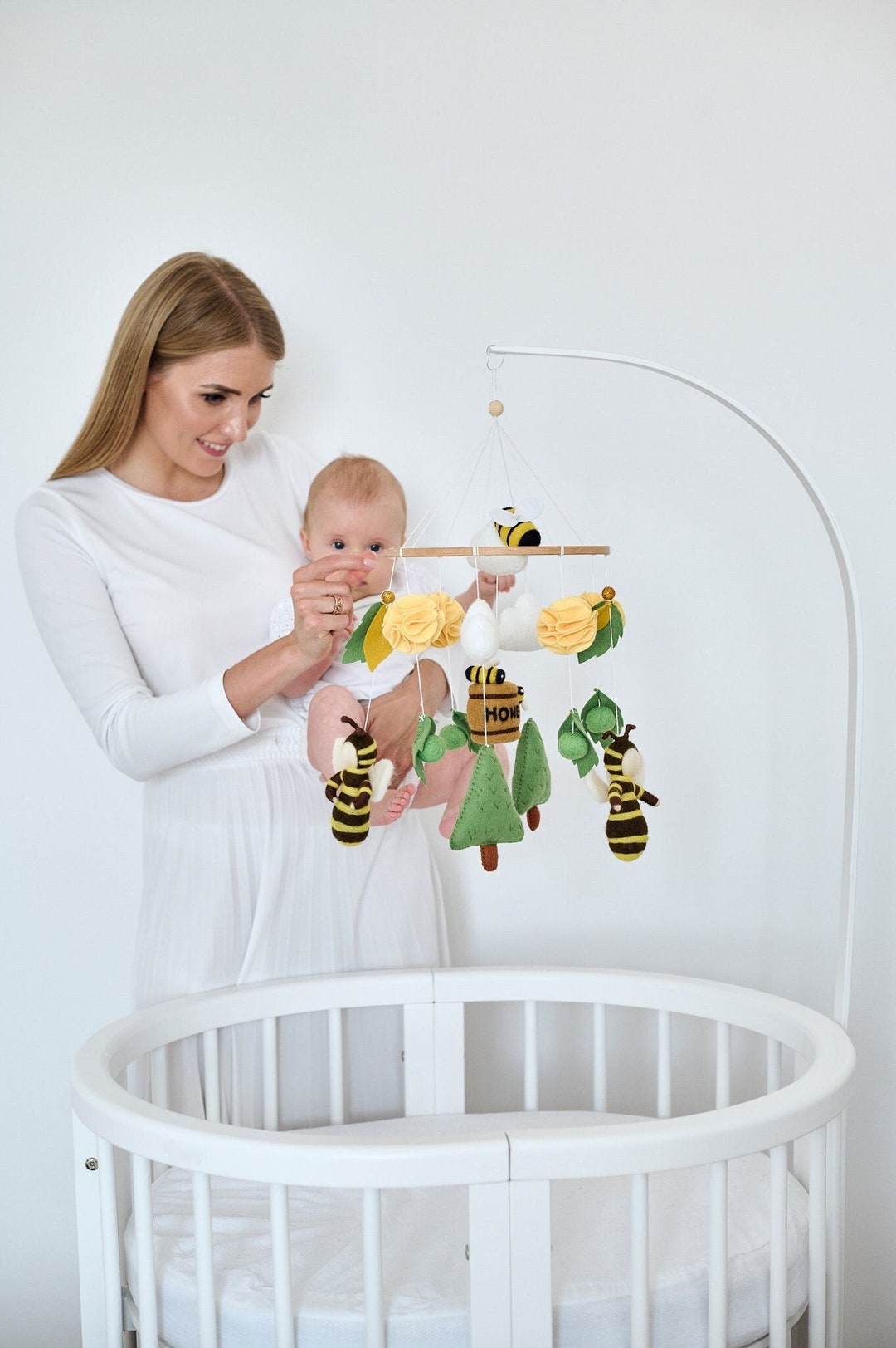 Baby Mobile Bees Bumble Felt Bumble Bee Mobile Beehive & Bee Nursery ...