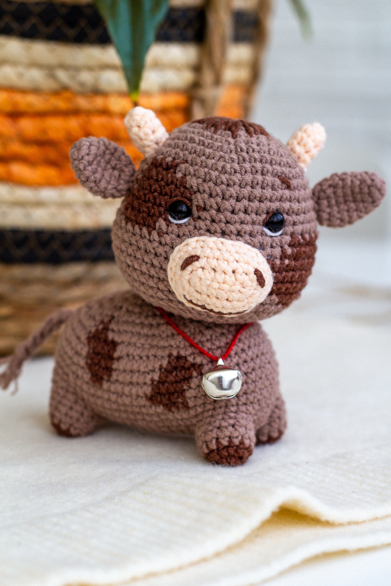 Handmade Crochet Bull With Bell, Amigurumi Plushie, Handmade Knitted ...