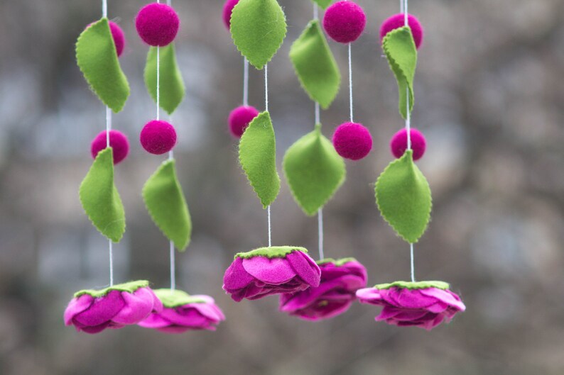 Flower Baby Mobile Felt Flower Mobile Flower Chandelier Nursery Mobile ...