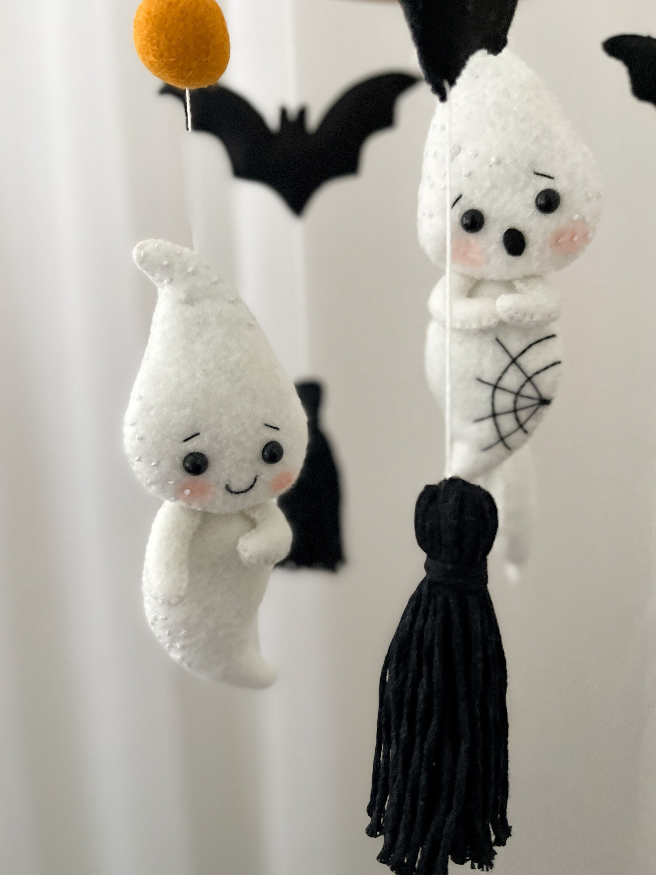 Halloween Baby Mobile – Felt Ghosts & Bats Nursery Decor, Handmade ...