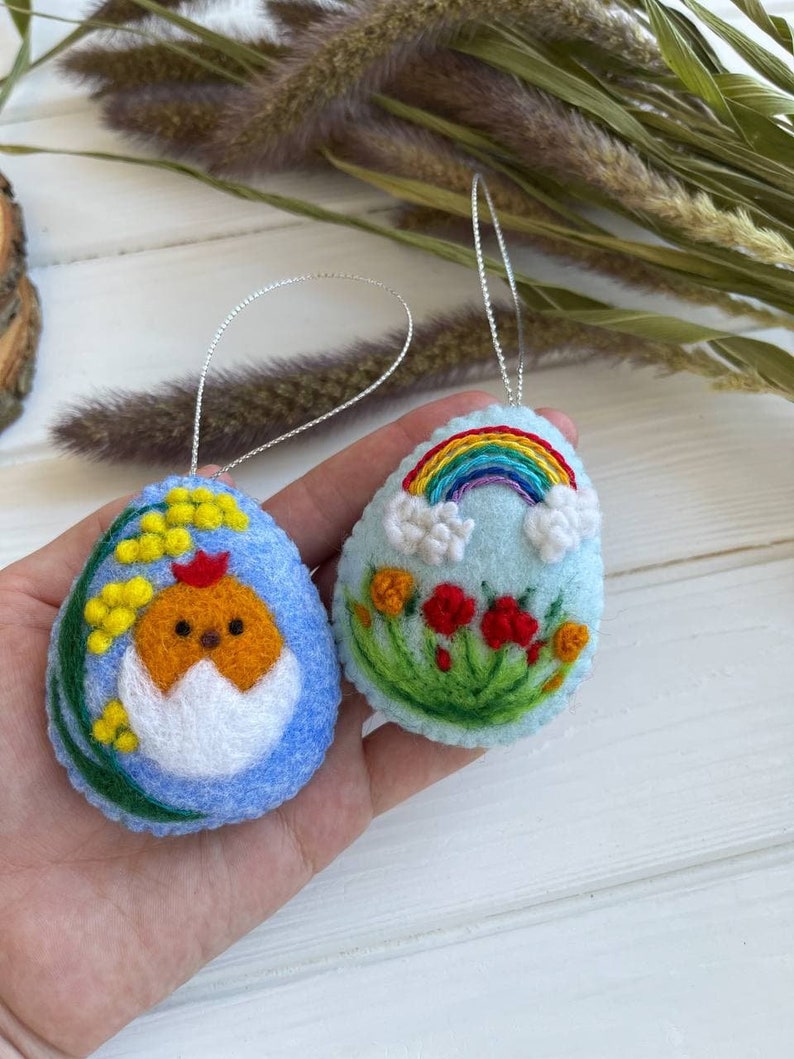 Felt Easter Decorations, Wool Felt Easter Egg, Easter Ornaments, Easter ...