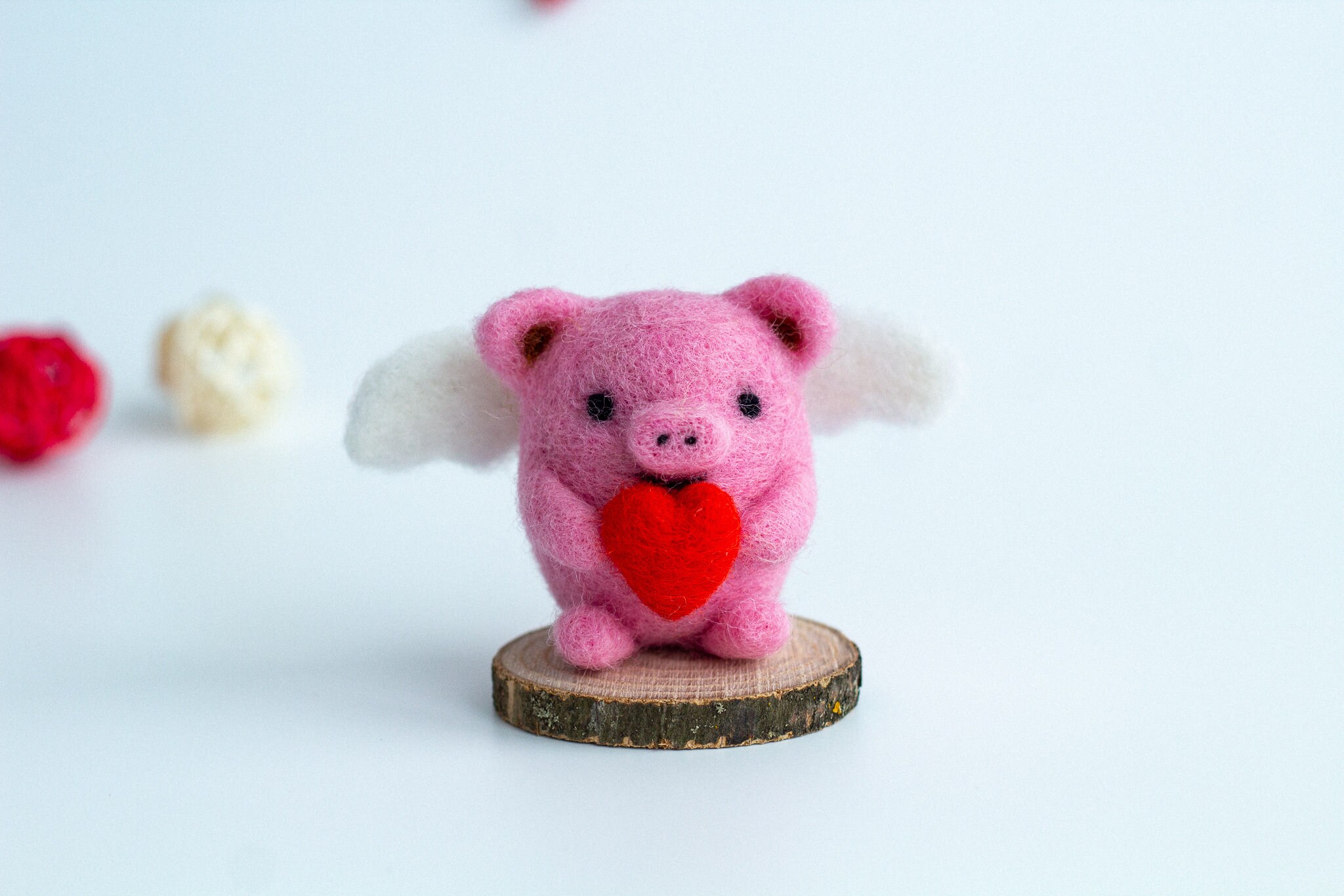 Valentines Day Gift Wool Pig With Heart Felted Pig Decor Cute Gift for ...