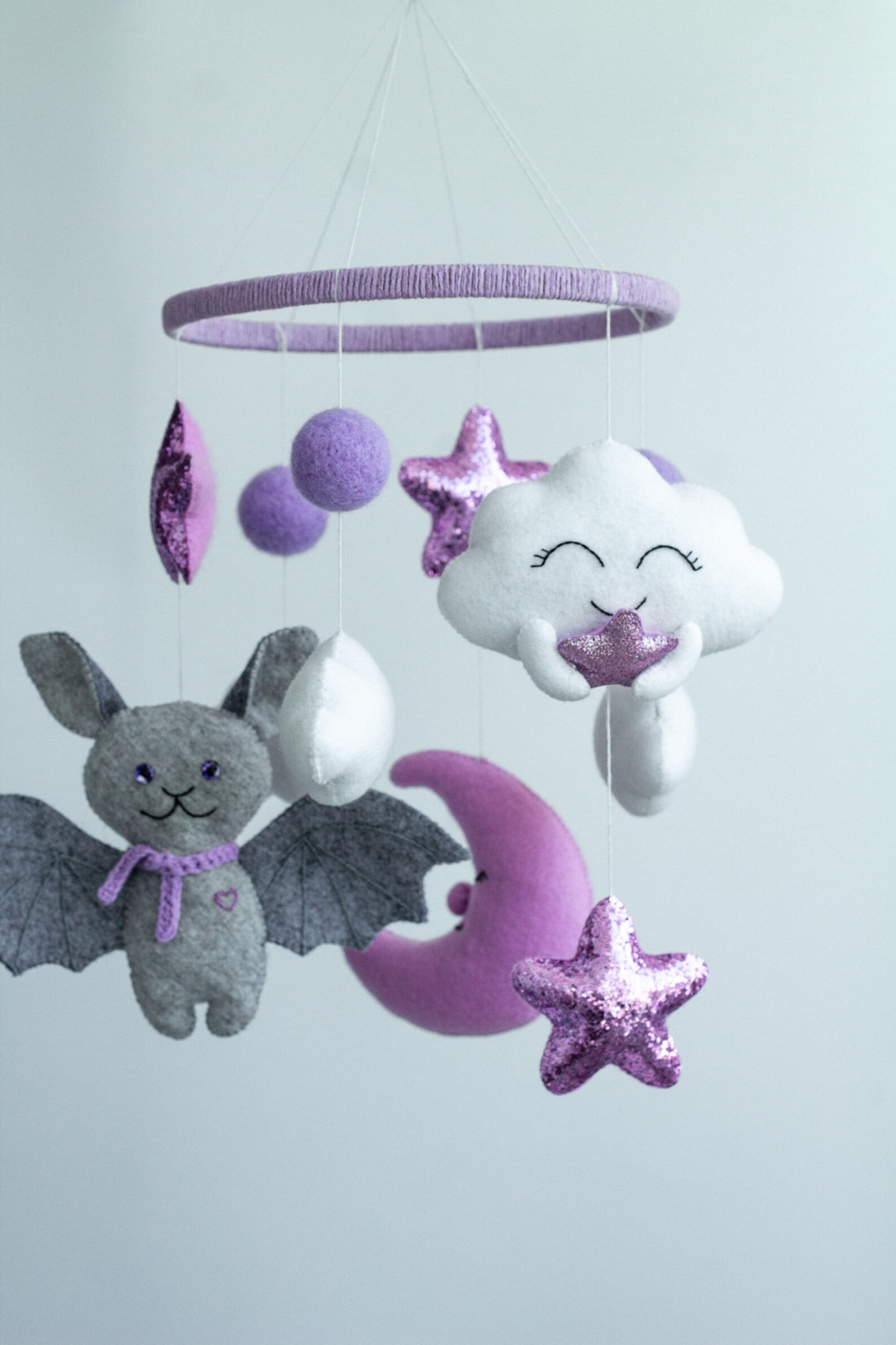 Bat Nursery Mobile, Bat Baby Mobile, Baby Crib Mobile, Moon and Stars ...