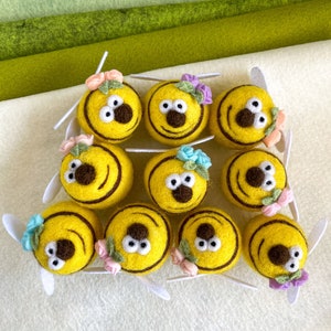 Wool Bee Ornaments Bumble Bee Felt Ornament Wool Felted Bees Spring ...