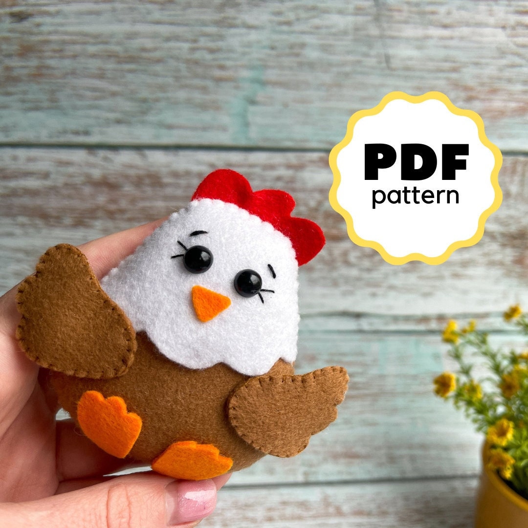 Easter Chick Pattern, PDF Pattern Felt Chicken Toy Easter Ornament Pattern Felt Sewing Pattern ...