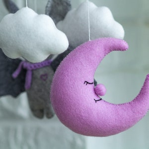 Bat Baby Mobile, Bat Nursery Mobile, Baby Crib Mobile, Moon and Stars ...