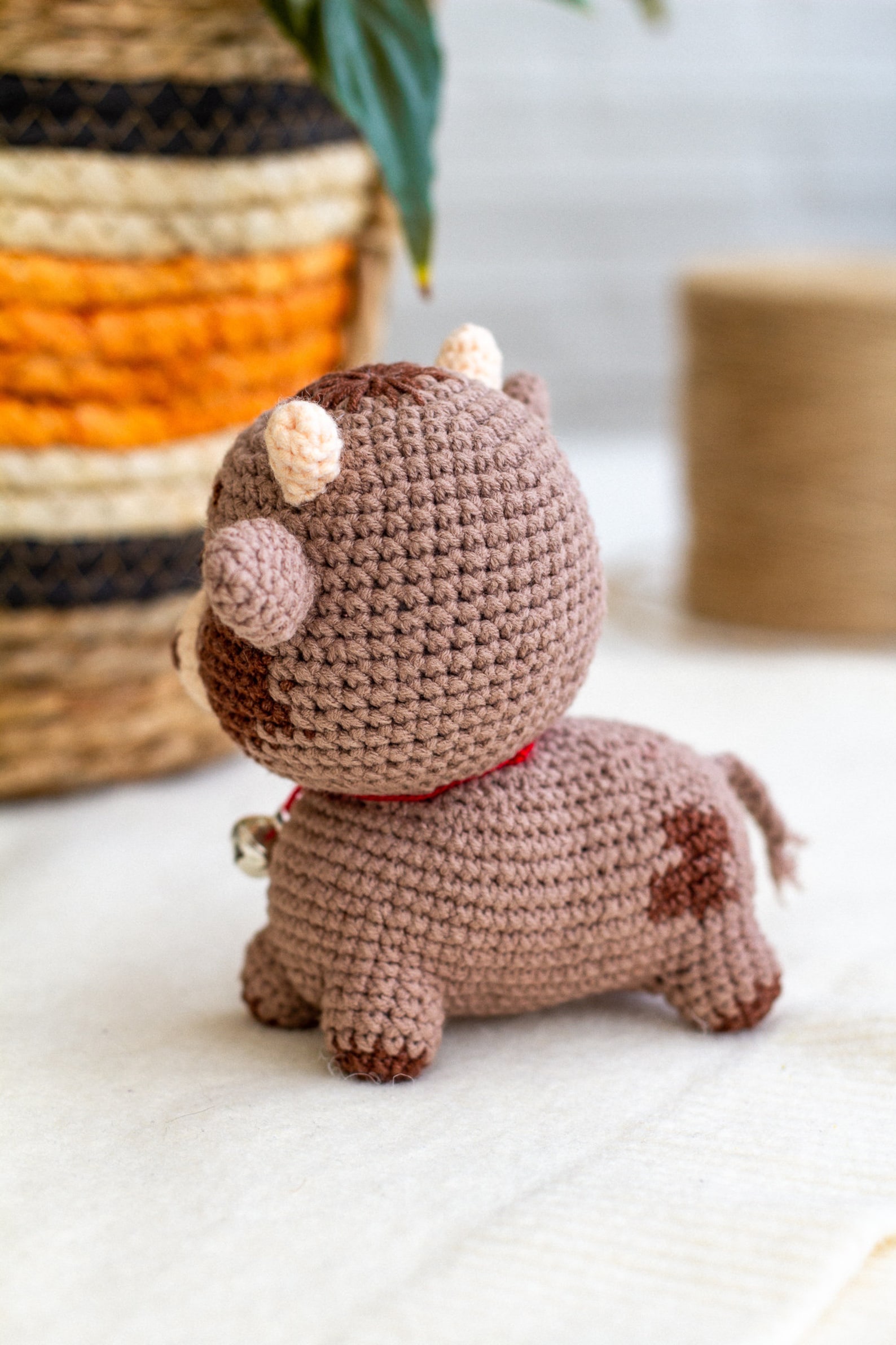 Handmade Crochet Bull With Bell, Amigurumi Plushie, Handmade Knitted ...
