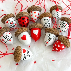 Valentines Acorns Ornaments | Hand Painted Acorns Set of 12 | Acorn ...