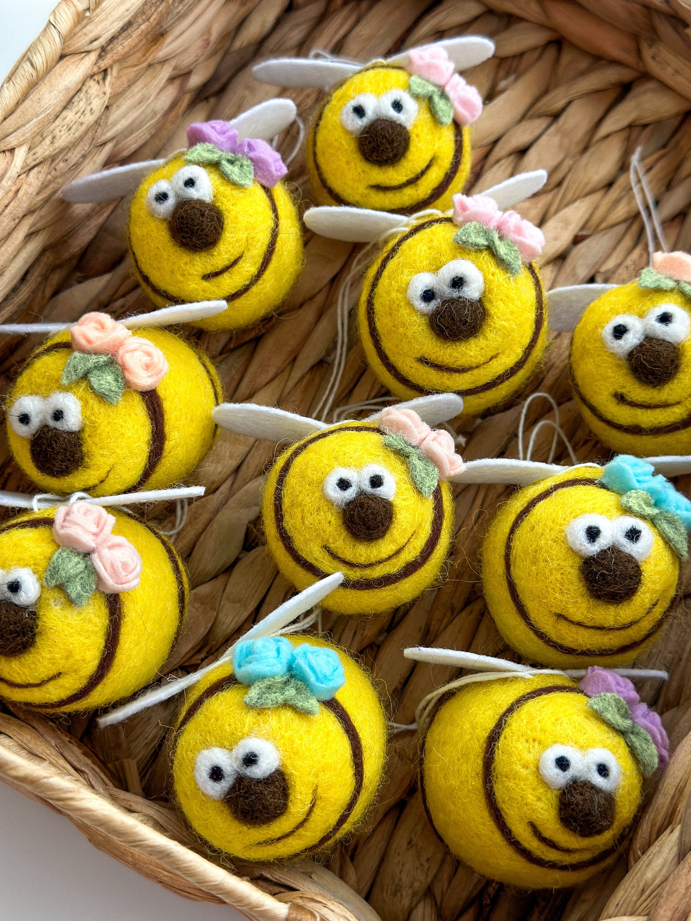 Wool Bee Ornaments Bumble Bee Felt Ornament Wool Felted Bees Spring ...