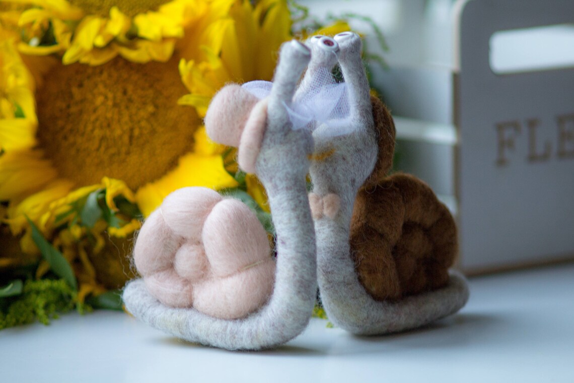 Snails family Needle Felted Animal toy snailsstuffed | Etsy