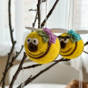 Wool Bee Ornaments Bumble Bee Felt Ornament Wool Felted Bees Spring ...