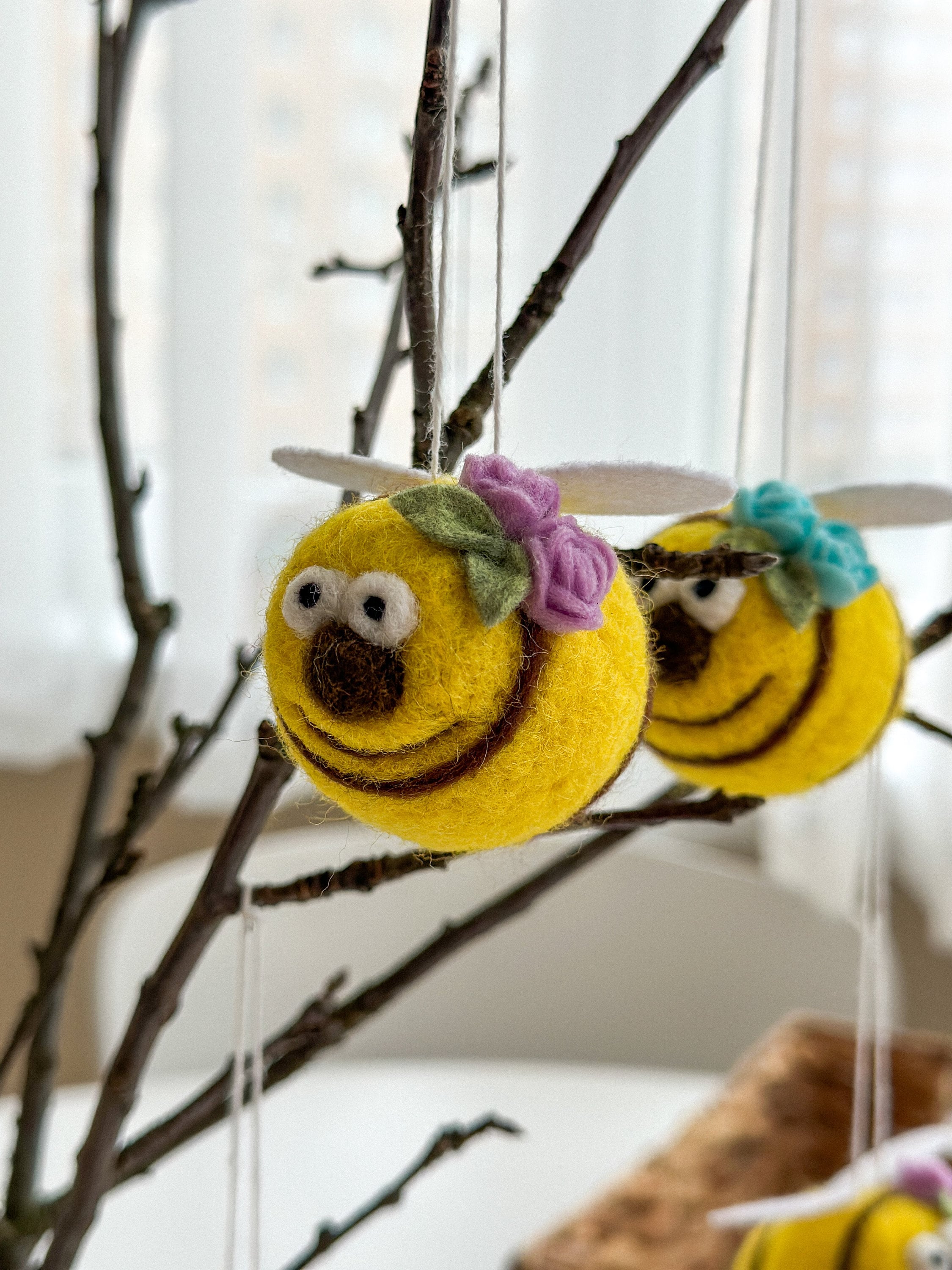 Wool Bee Ornaments Bumble Bee Felt Ornament Wool Felted Bees Spring ...