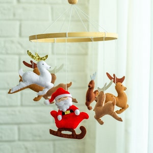 Santa and Reindeer Baby Mobile: Christmas Nursery Decor - Etsy