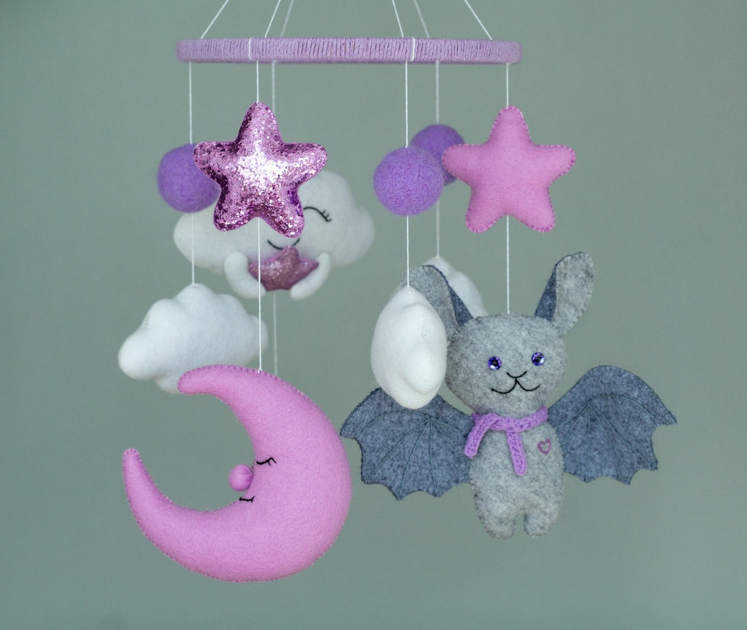 Bat Nursery Mobile, Bat Baby Mobile, Baby Crib Mobile, Moon and Stars ...
