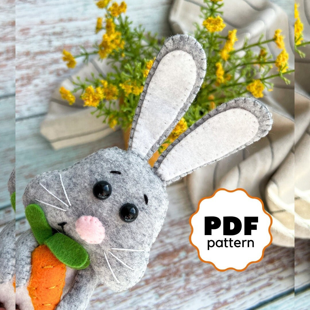 PDF Pattern Felt Bunny Pattern Easy Pattern Bunny Ornament Tutorial ...