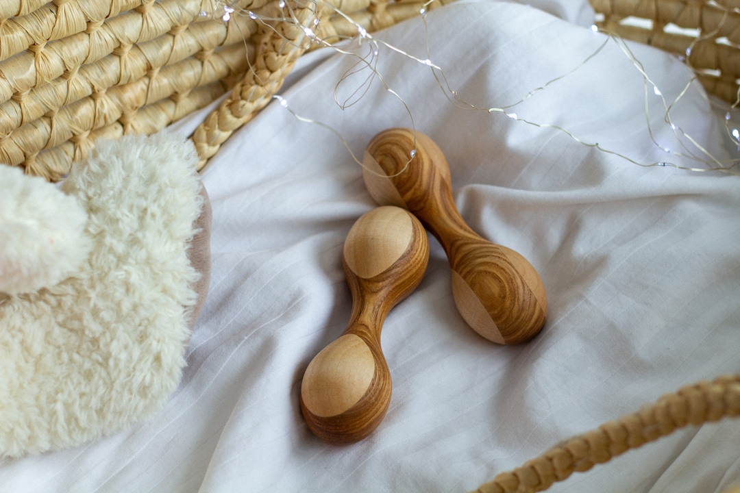 Baby Rattle Montessori Rattle, Wooden Maracas for Toddlers, Handmade ...