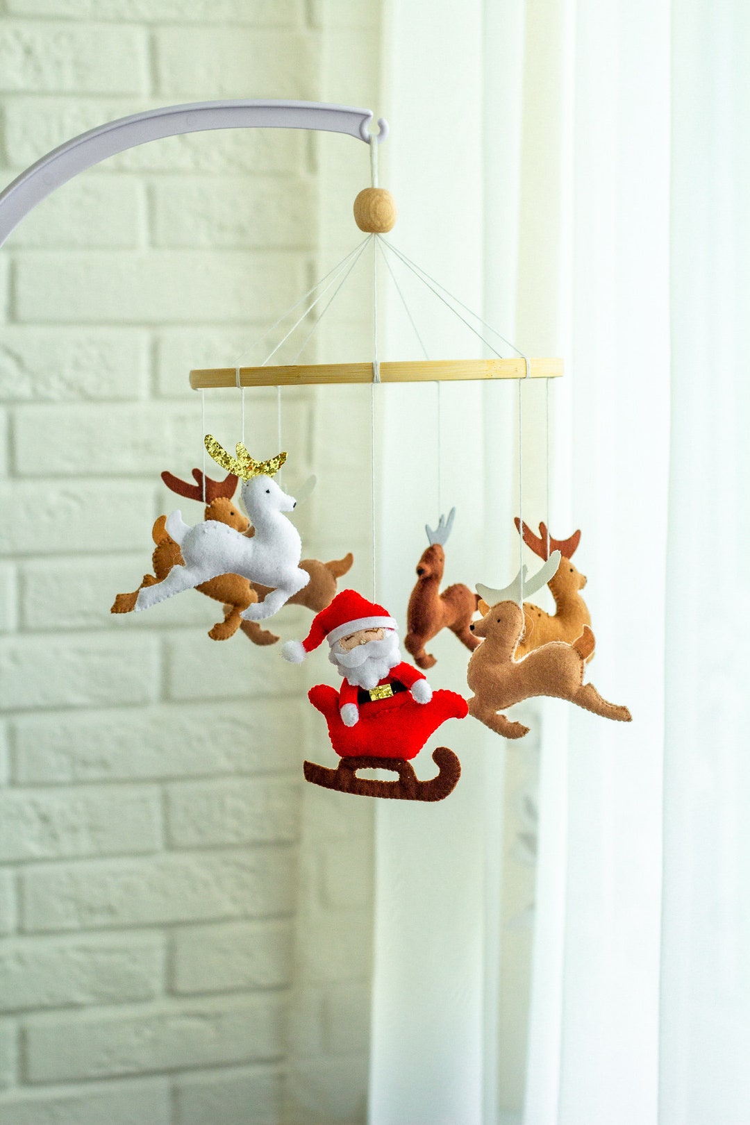 Santa Baby Mobile, Santa and Reindeer Mobile for Kids' Room, Christmas ...