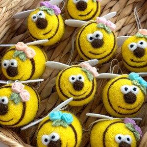 Wool Bee Ornaments Bumble Bee Felt Ornament Wool Felted Bees Spring ...