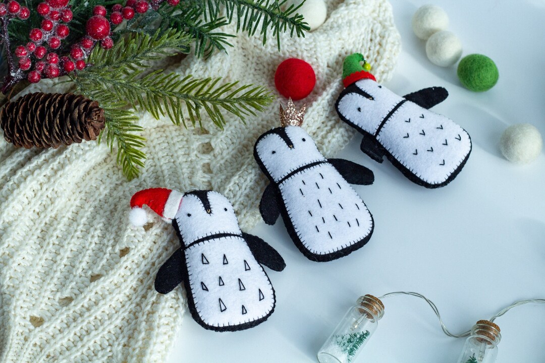 Christmas Ornament, Christmas Tree Decorations, Felt Penguin Ornament ...