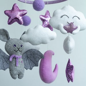 Bat Baby Mobile, Bat Nursery Mobile, Baby Crib Mobile, Moon and Stars ...