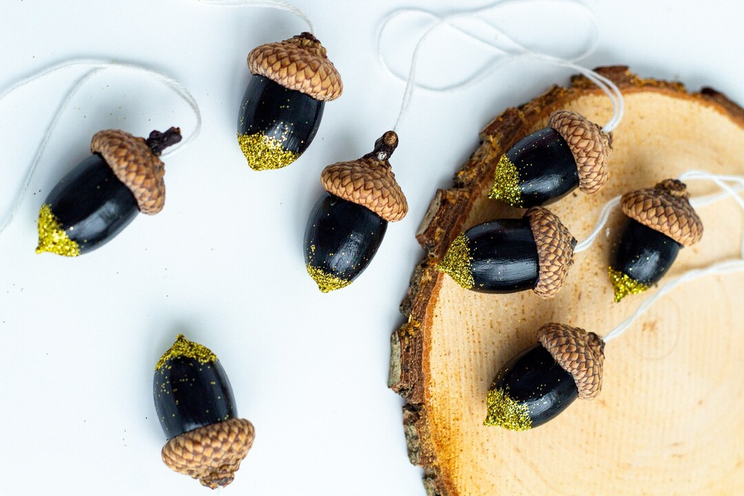 Hand Painted Acorns Set of 8/16/30 Christmas Ornaments Natural Acorns ...