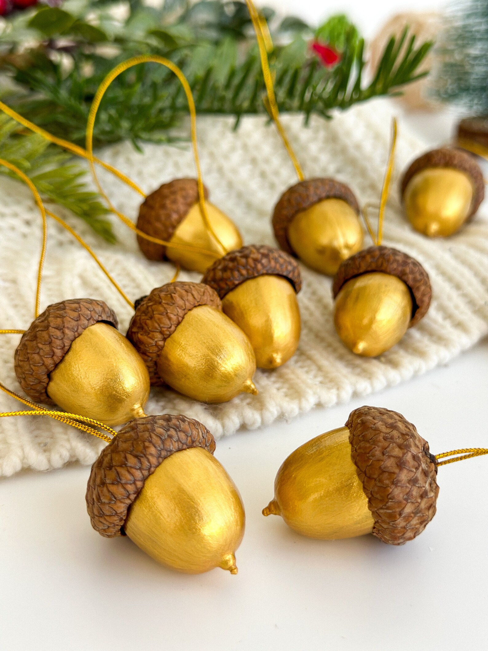 Gold Acorn Ornaments Set of 10/20/30 Hand Painted Acorns Gold Acorns ...
