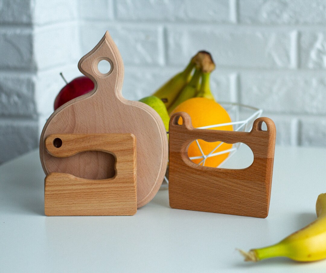 Children's Toy Kitchen Set, Toddlers Knife Safe Wooden Knife Wooden ...