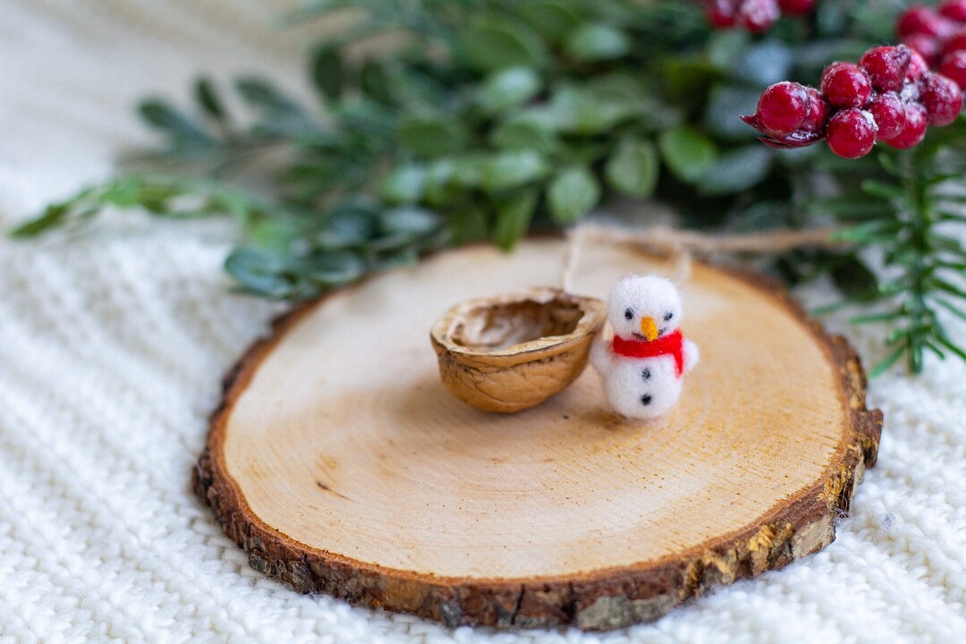 Snowman in a Nutshell Christmas Decoration Handmade Ornament, Hanging ...