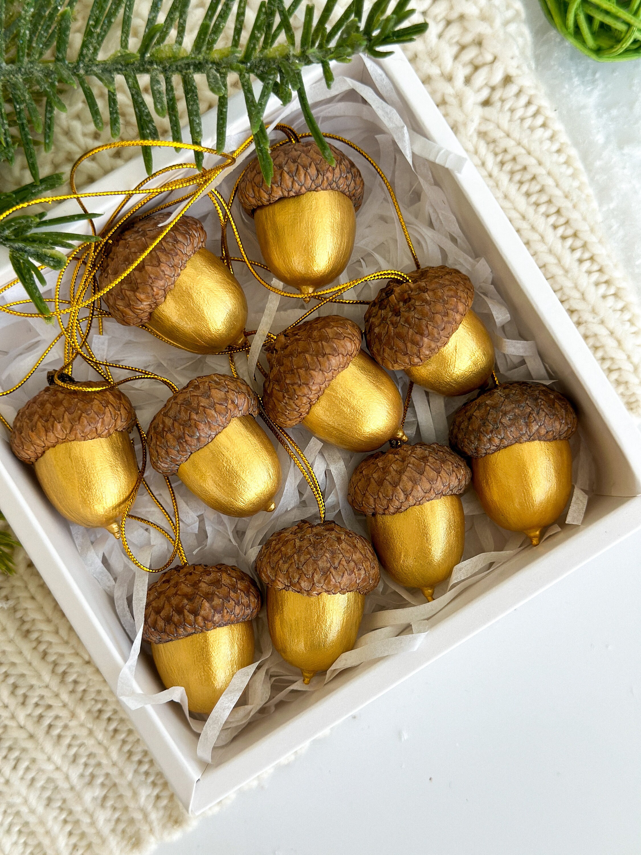 Gold Acorn Ornaments Set of 10/20/30 Hand Painted Acorns Gold Acorns ...