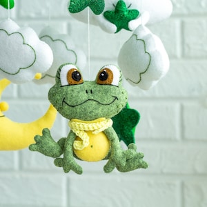 Frog Baby Mobile, Green Nursery Mobile, Baby Crib Mobile, Moon and ...