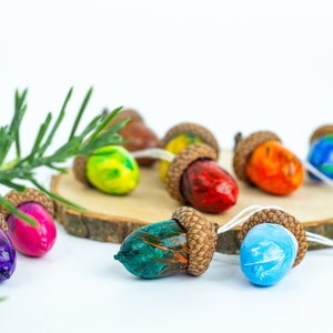 Hand Painted Multi-colored Acorns Set of 10/20/30 Natural Acorns Fall ...